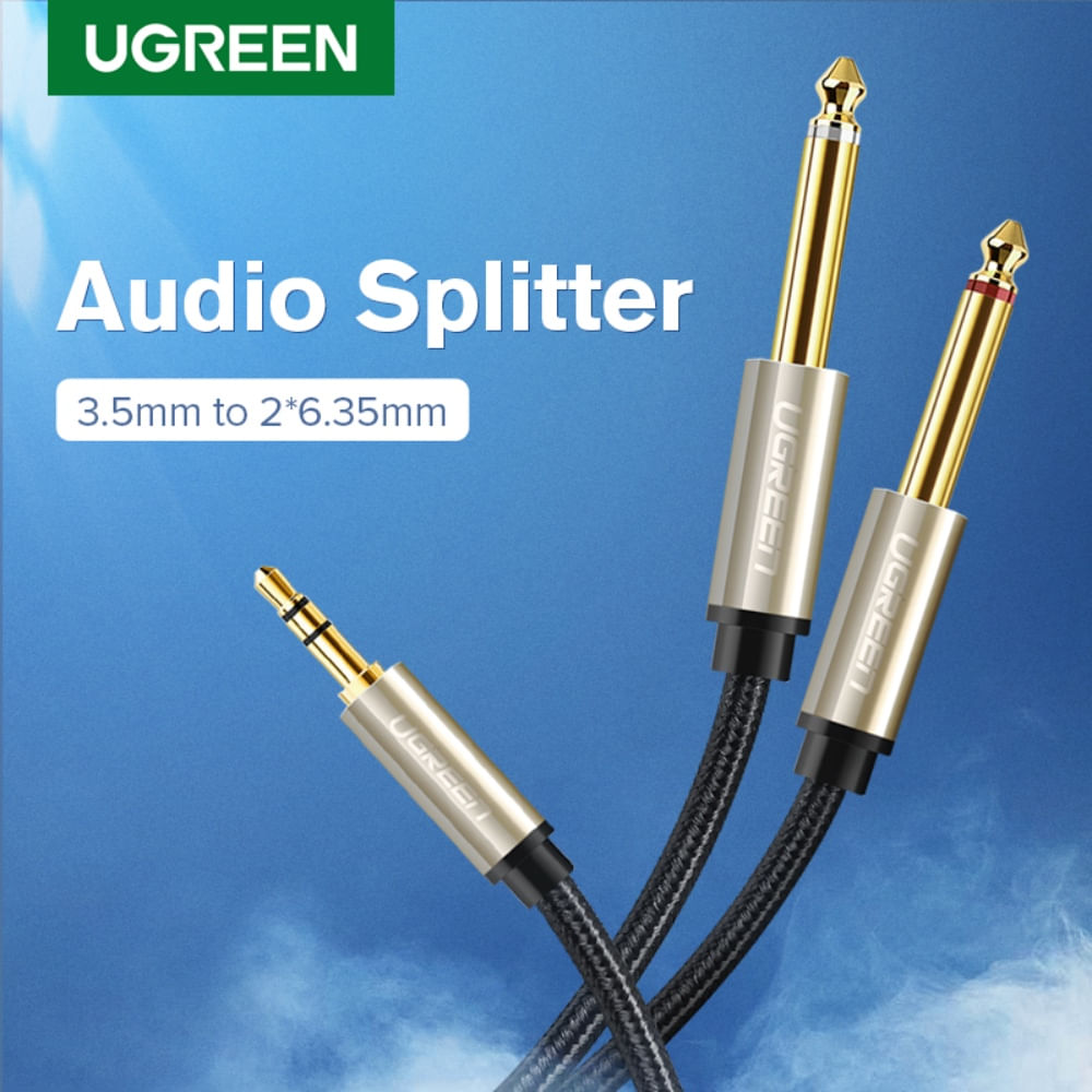 CABLE DE AUDIO JACK ESTEREO 3.5MM/2JACK 6.3MM MONO 2M GRISUGREEN AV126 ...