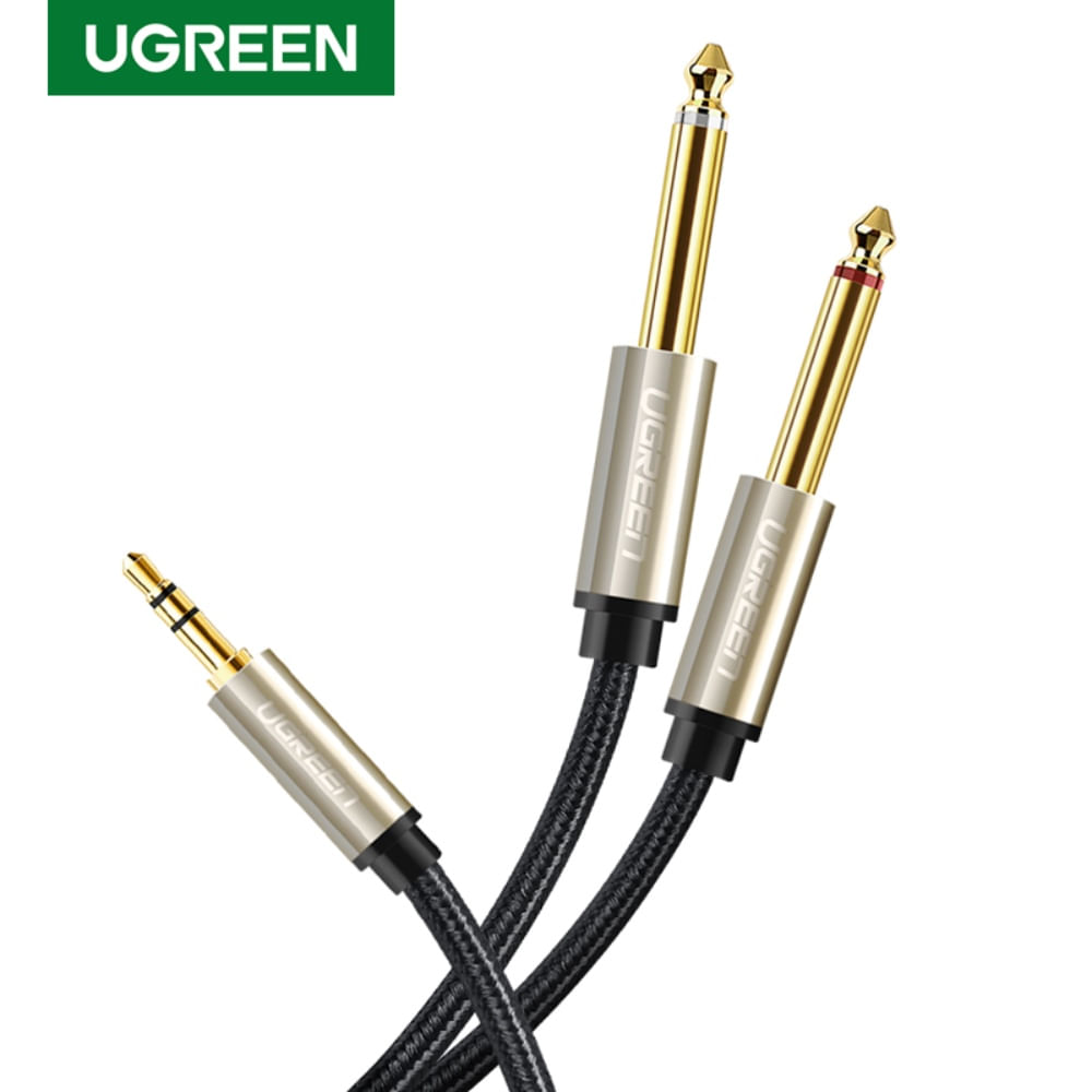 CABLE DE AUDIO JACK ESTEREO 3.5MM/2JACK 6.3MM MONO 2M GRISUGREEN AV126 ...