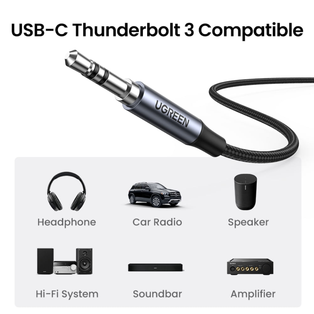 CABLE ADAPTADOR JACK 3.5MM/USB-C +CHIP M/M 1M NEGROUGREEN CM450 ...