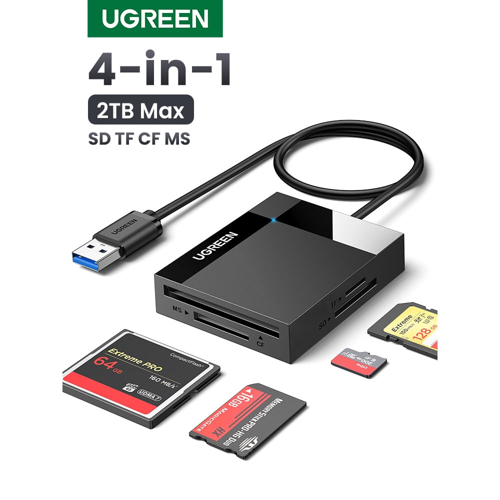 LECTOR 4EN1 MULTI-TARJETA DE MEMORIA USB-A 3.0 (SD/MICROSD/CF/MS) 50CM ...