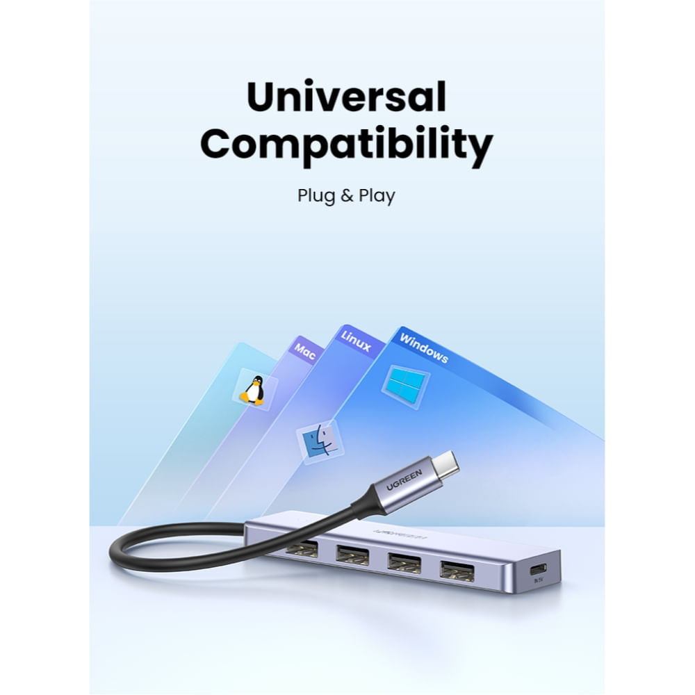 HUB USB-C / 4 USB-A 3.0 ALUMINIOUGREEN CM219 | smartstore