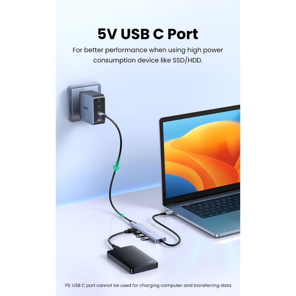 HUB USB-C / 4 USB-A 3.0 ALUMINIOUGREEN CM219 | smartstore